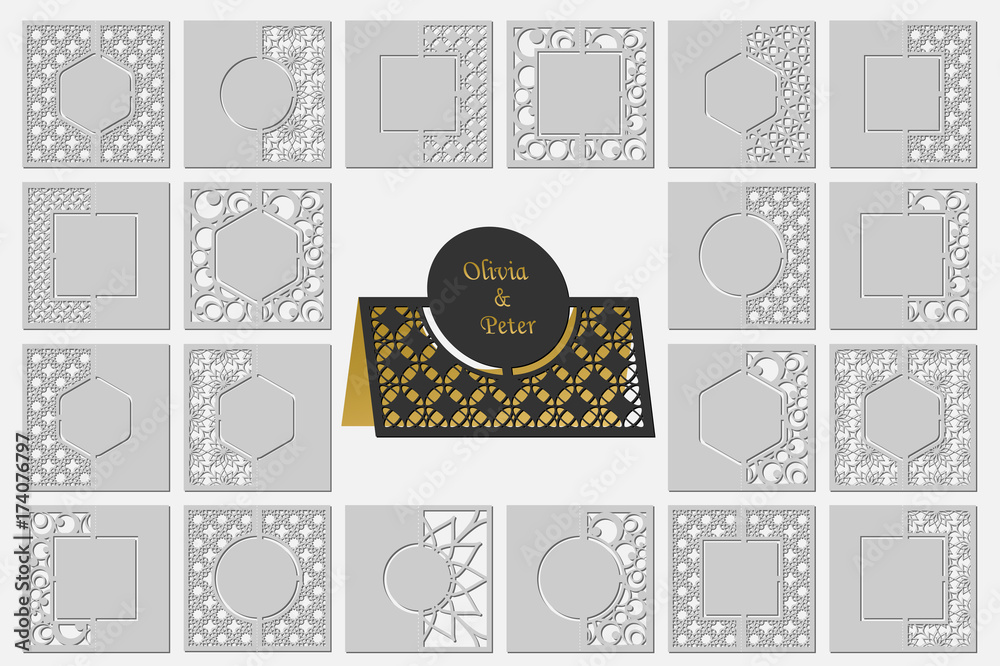Vetor de Set template cards to cut. Topper. Use for congratulations ...
