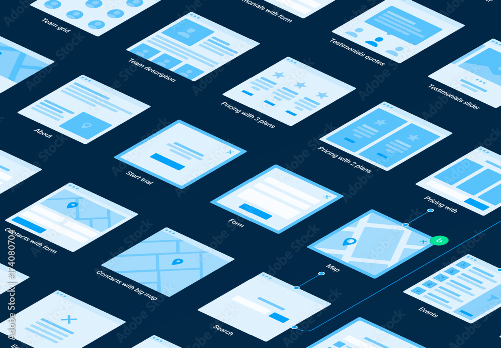 Platforma Web Flowcharts Kit Stock Template | Adobe Stock