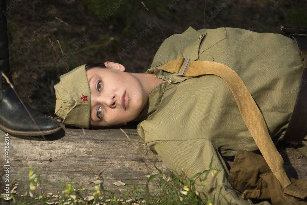 Woman in uniform of the Red Army of the Second World War. Stock Photo ...