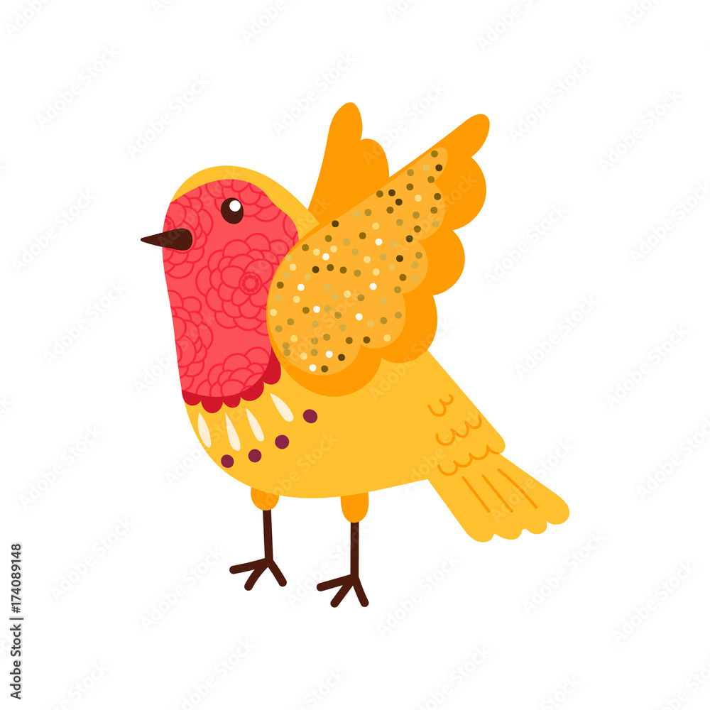 Cartoon robin Bird. Cute Christmas character. Stock Vector | Adobe Stock