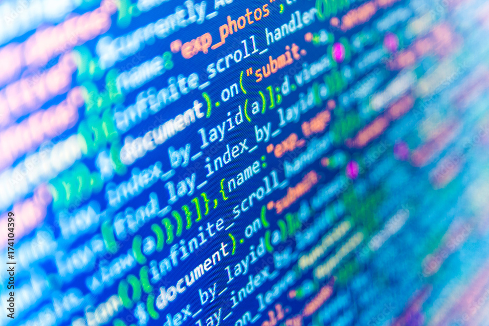 It Specialist Workplace Software Engineer At Work Web Site Codes On Computer Monitor Script