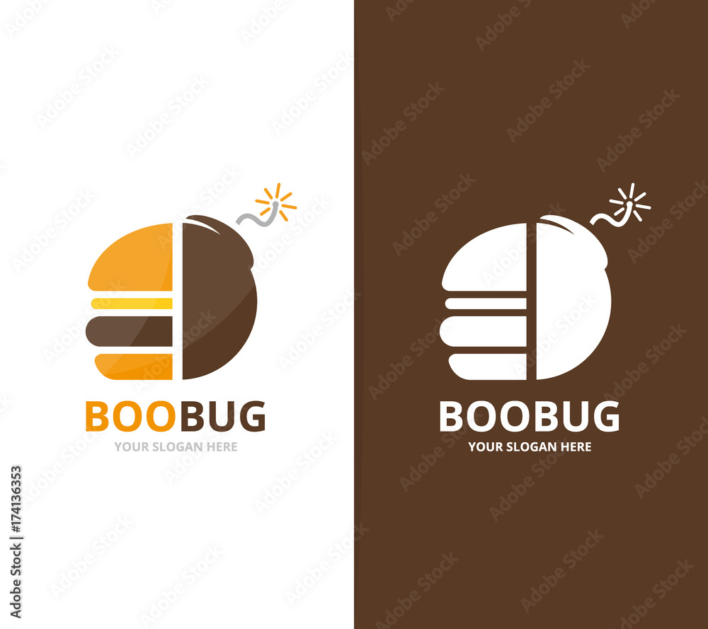 Vector burger and bomb logo combination. Hamburger and detonate symbol ...