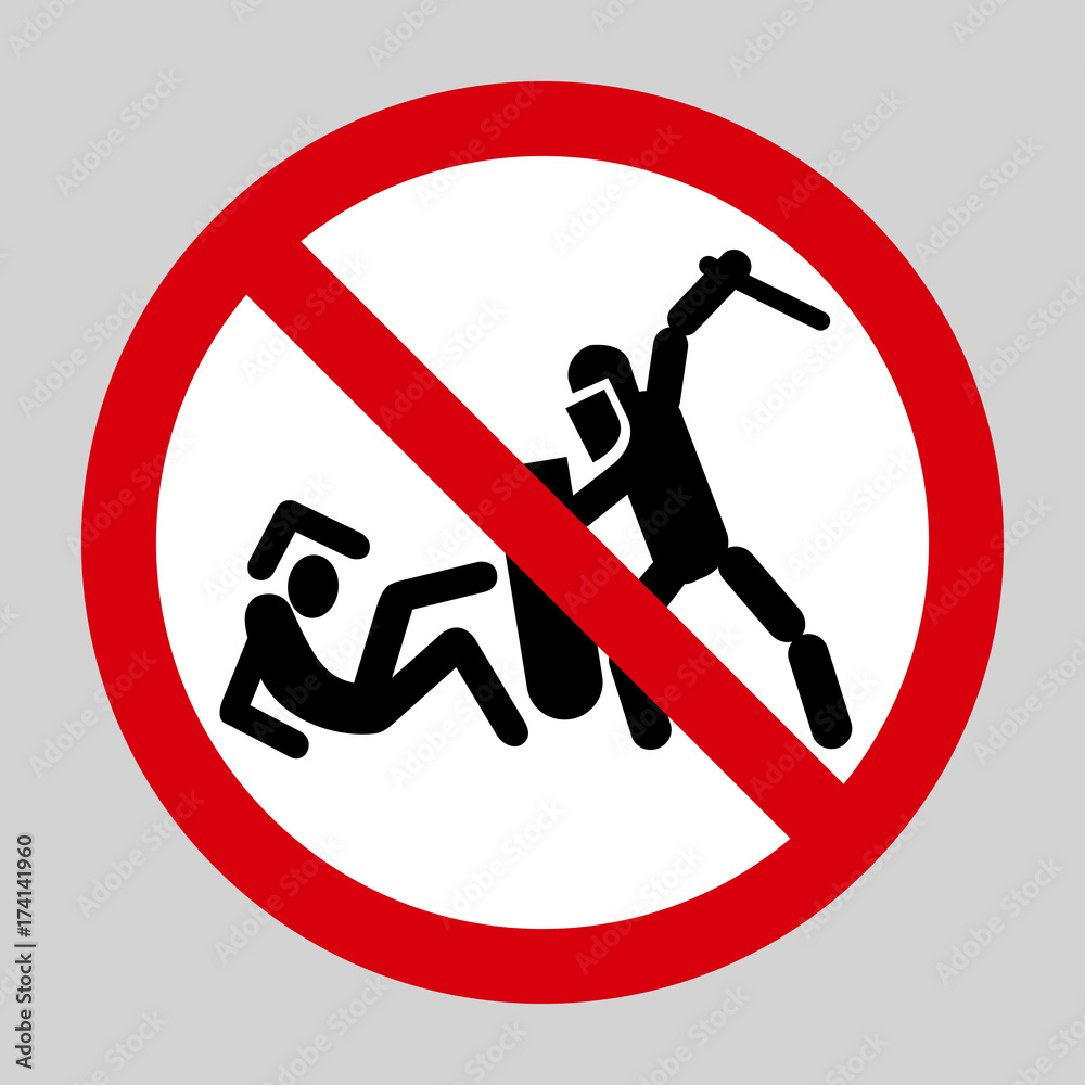 Police violence prohibiting sign. Separated elements, EPS 8 vector ...