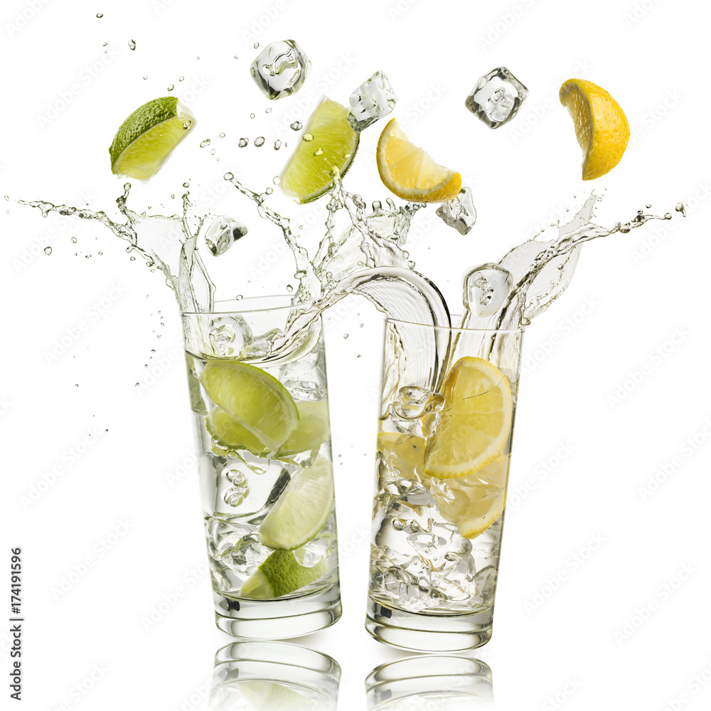 Glass Of Ice Water With Lemon