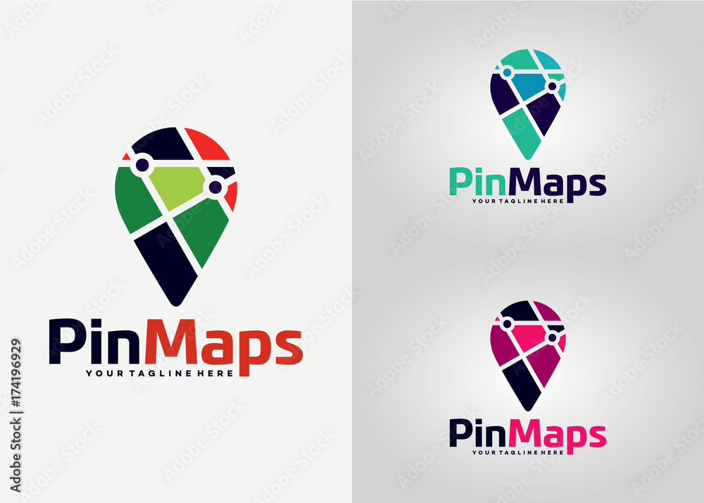 Pin Maps Logo Template Design Vector, Emblem, Design Concept, Creative ...