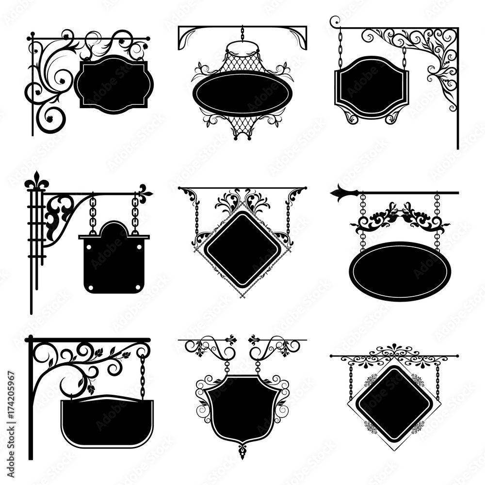 Set of signboards. Can be used as a framework, signs for design and ...