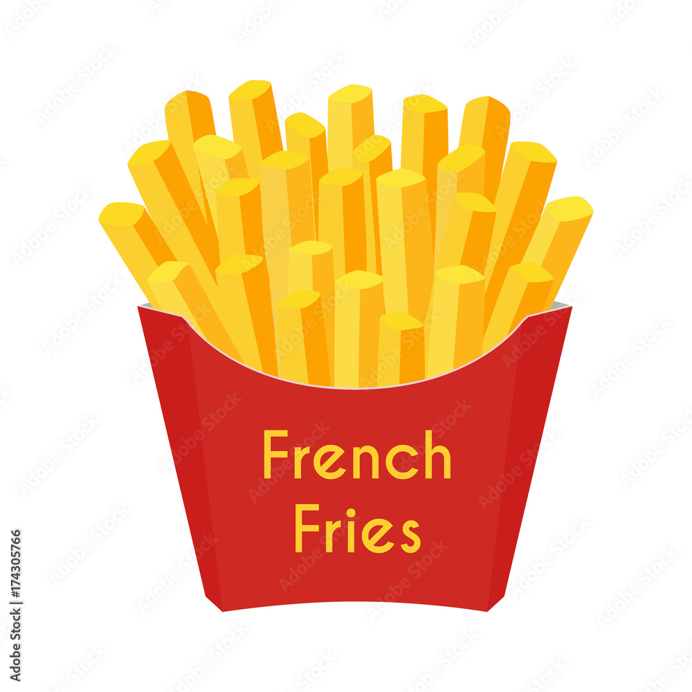 Fast food french fries. Cartoon flat style. Vector illustration Stock ...