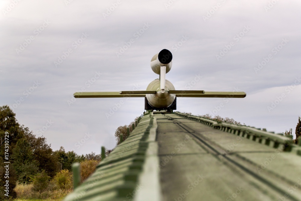 Flying V-1 bomb ready for ramp launch. Rocketry. A deadly gun. Stock ...
