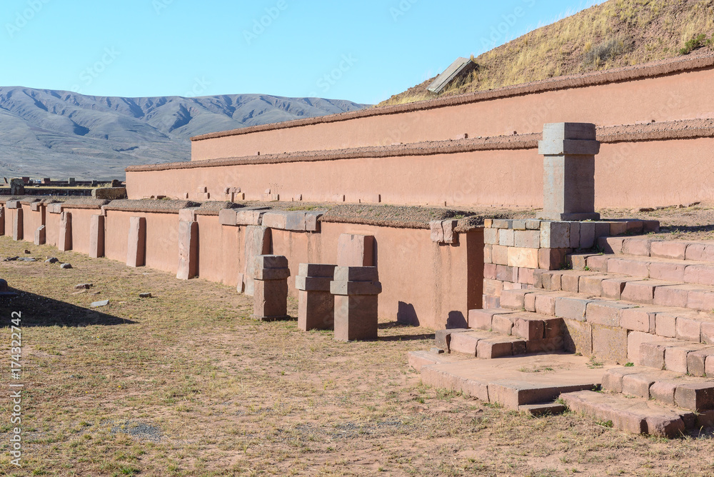 Akapana pyramid in Tiwanaku (Tiahuanaco), Pre-Columbian archaeological ...