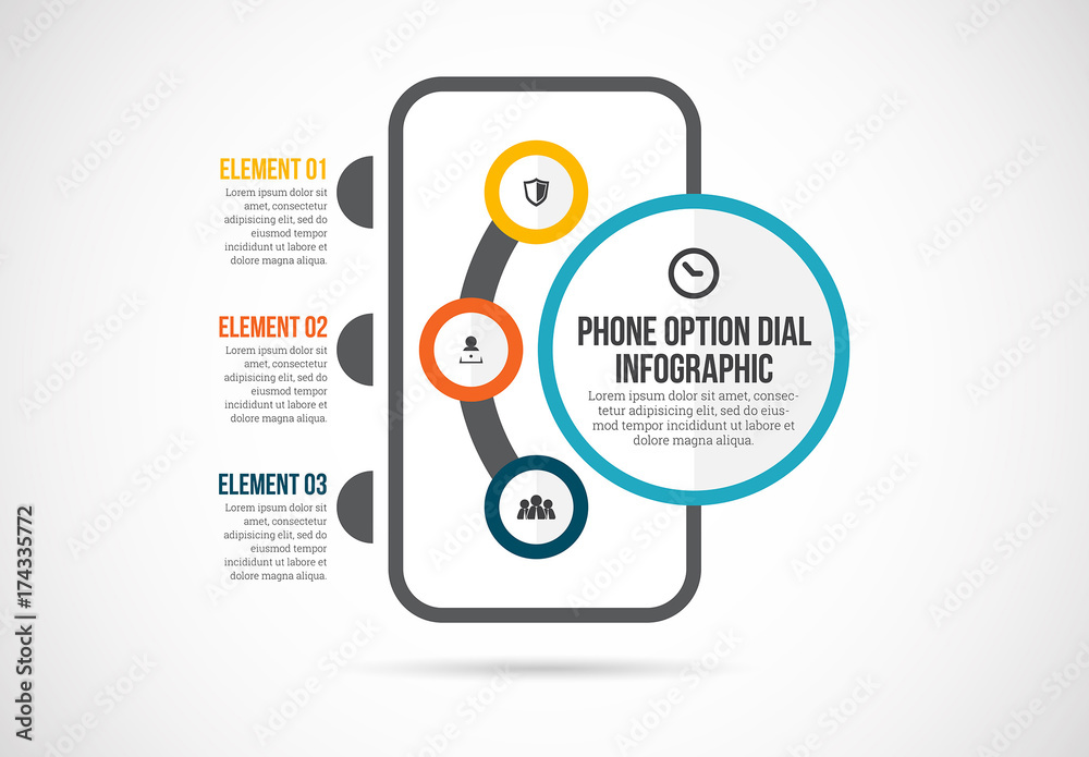 Mobile Phone Option Dial Infographic Stock Template | Adobe Stock