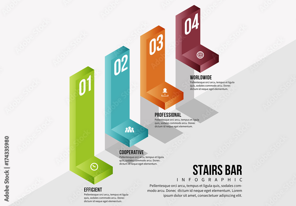 Stairs Bar Infographic Stock Template | Adobe Stock
