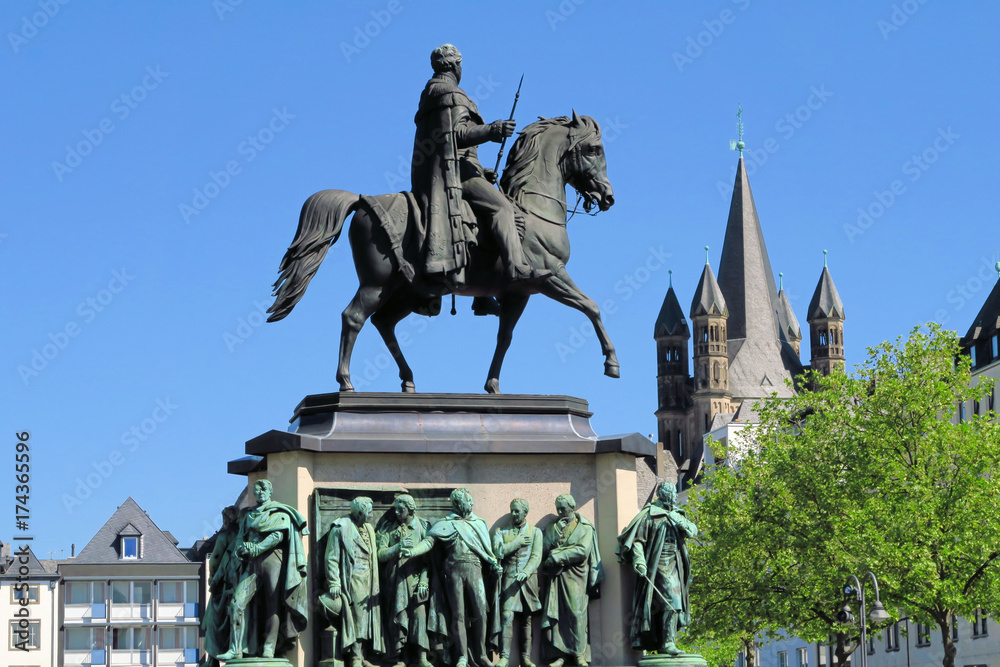 Equestrian statue of Wilhelm II in front of Great St. Martin Church in ...