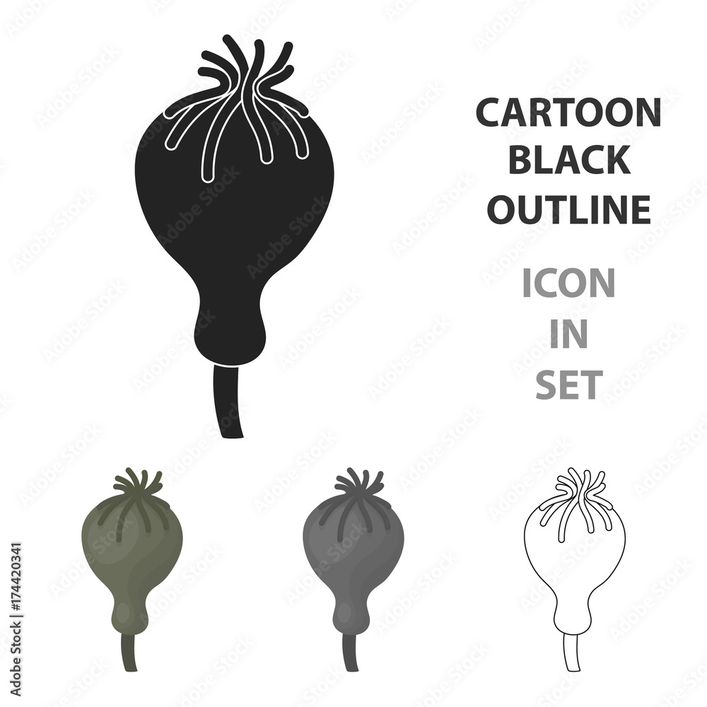 Opium poppy icon in cartoon style isolated on white background. Drugs ...