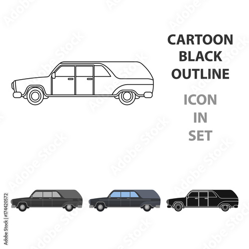 Hearse icon in cartoon style isolated on white background. Funeral ...
