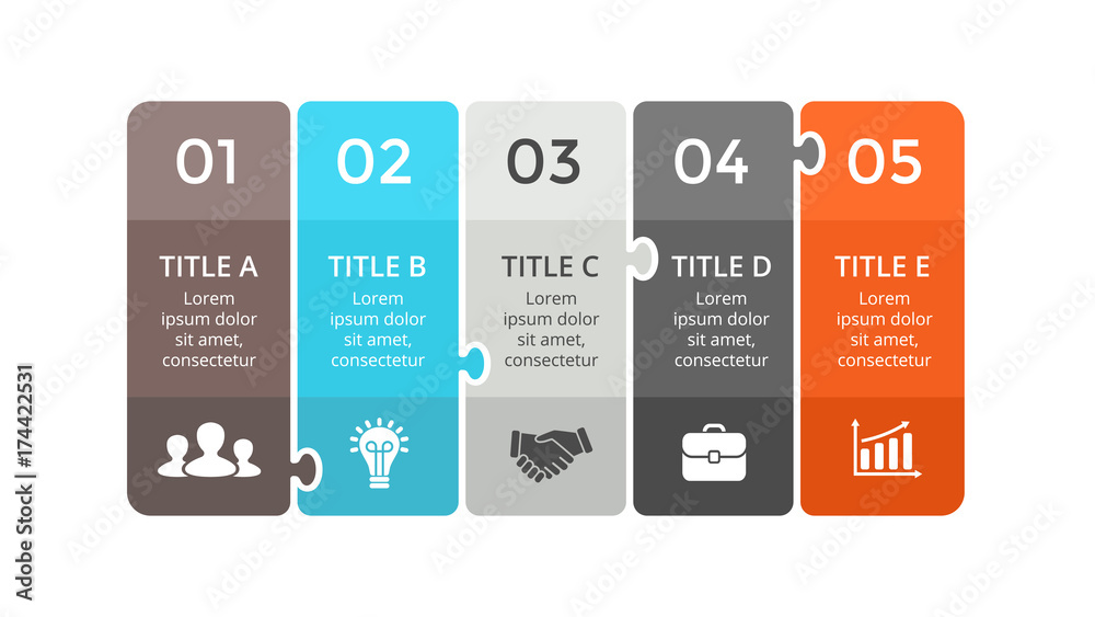 Vector puzzle labels infographic, diagram, graph, presentation chart ...