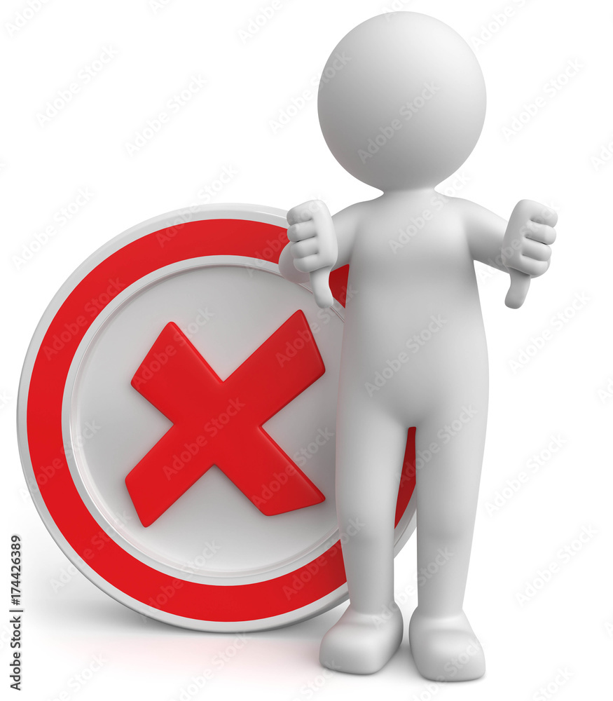 3d Männchen Daumen runter Ablehnung 素材庫插圖 | Adobe Stock