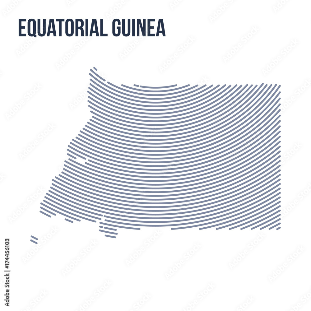 Vector abstract hatched map of Equatorial Guinea with curve lines ...