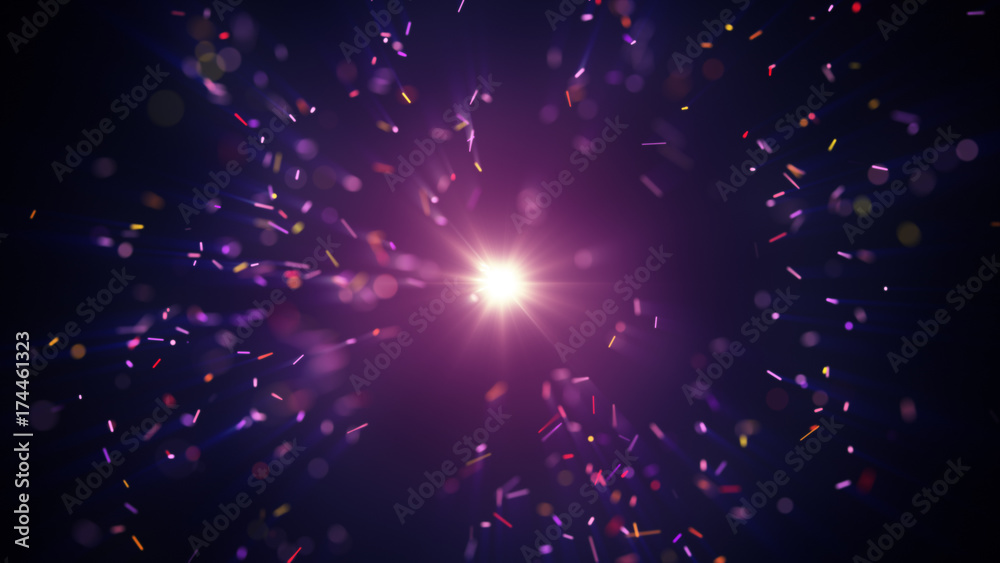 Colorful particles burst and flash light abstract background Stock ...