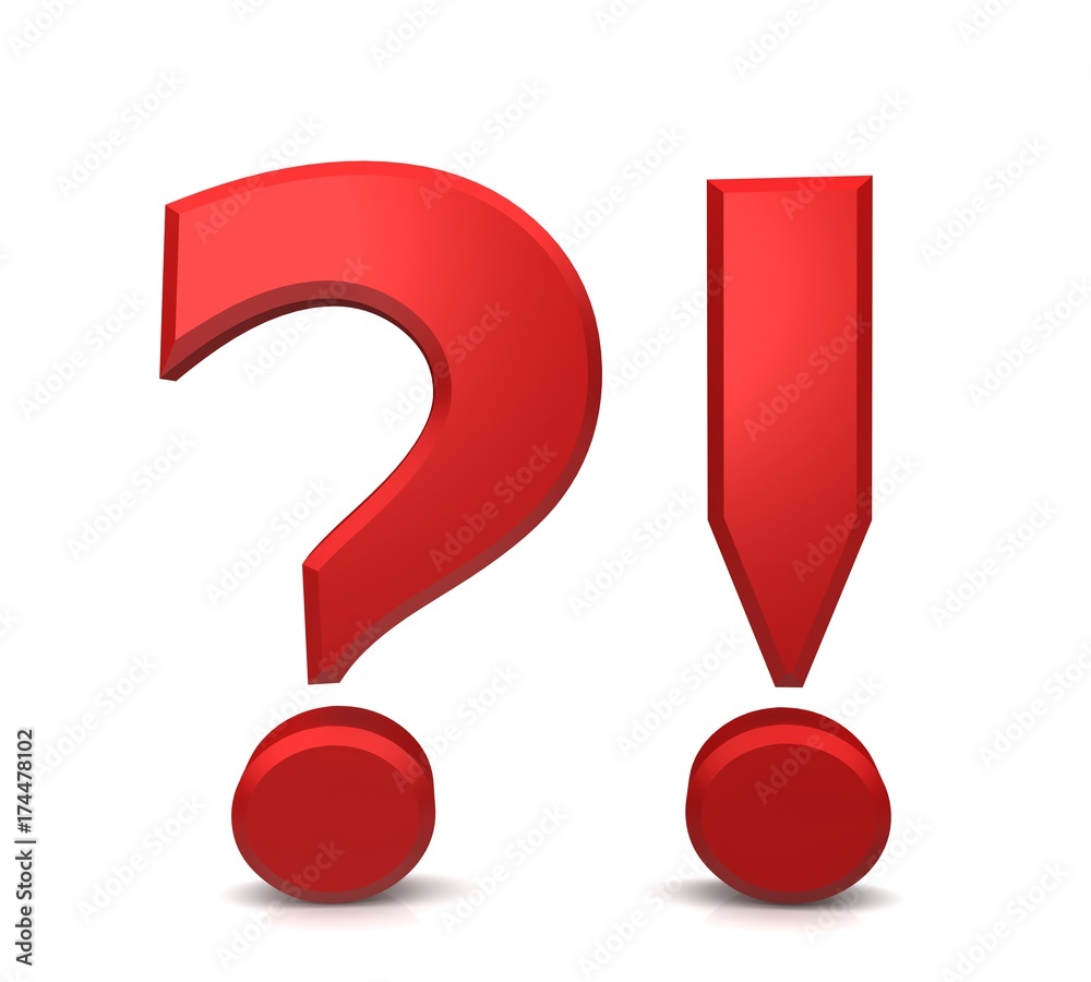 question mark exclamation mark red 3d interrogation sign exclamation ...