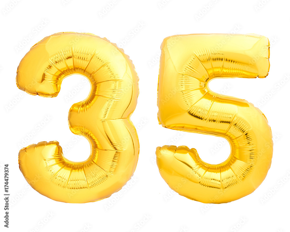 Golden number 35 thirty five made of inflatable balloon Stock Photo ...