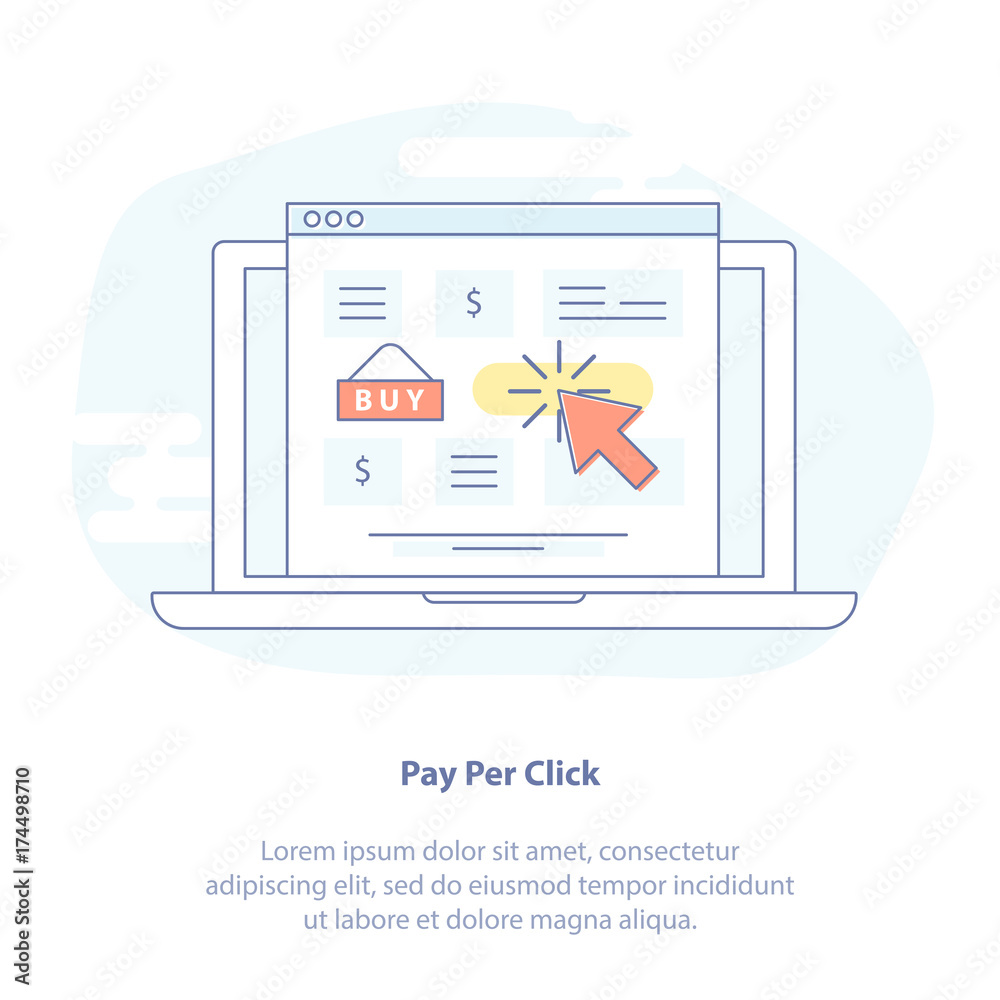 Vettoriale Stock Pay per click, internet marketing concept. CPC ...