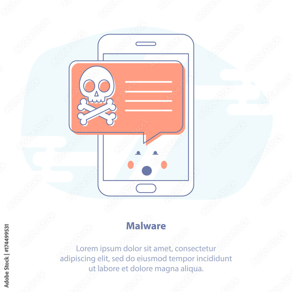 Malicious Software, System Error or Computer Virus. Surprised Mobile ...