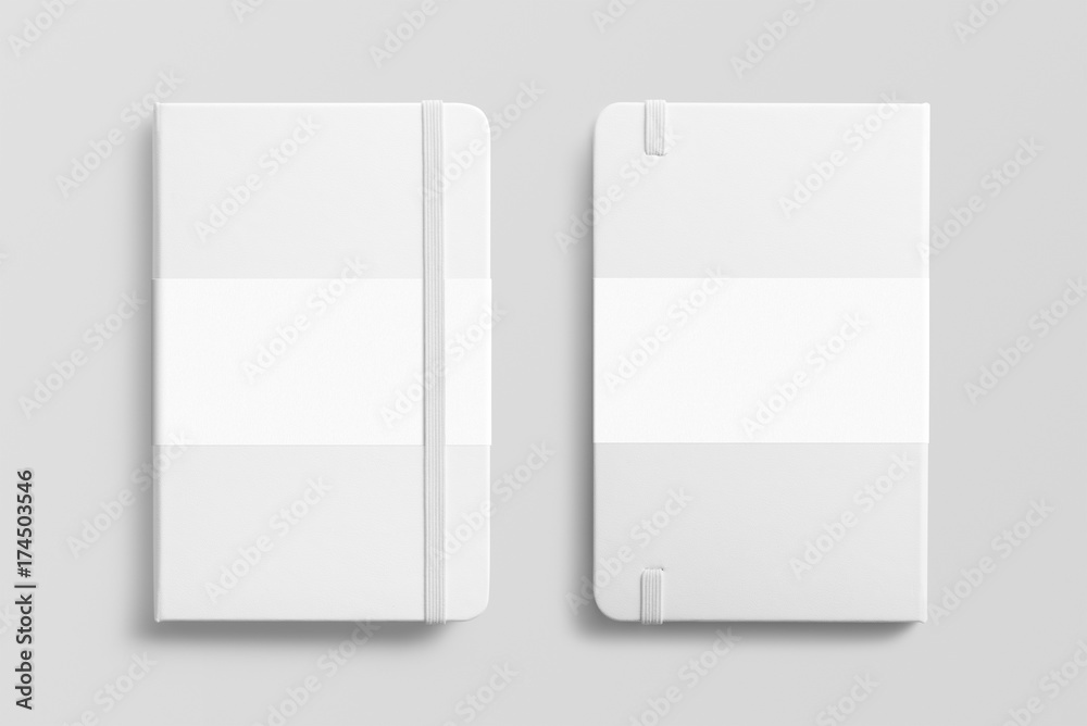 Blank photorealistic notebook mockup on light grey background, front ...