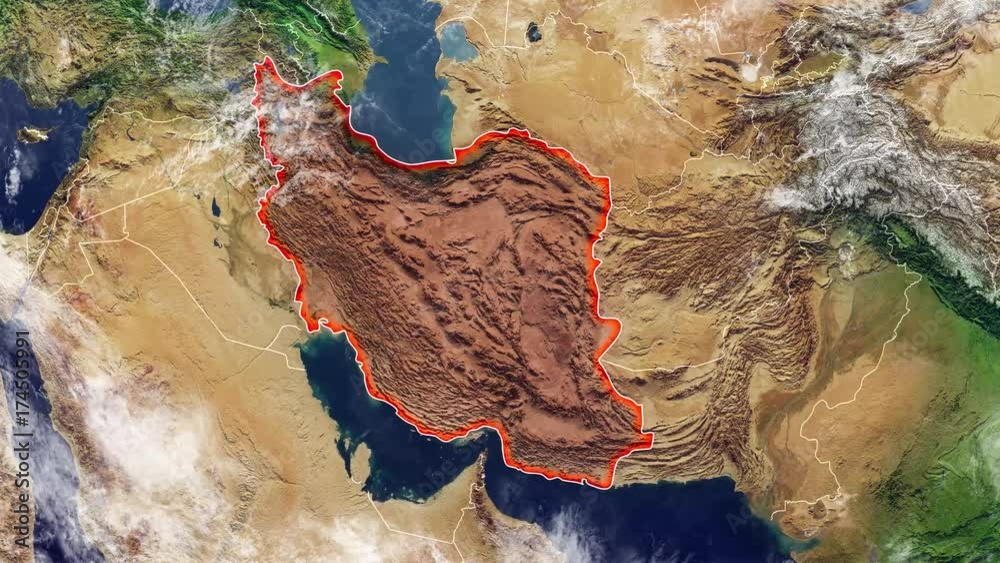 Cartina dell’Iran e confini, cartina fisica Medio Oriente, penisola ...
