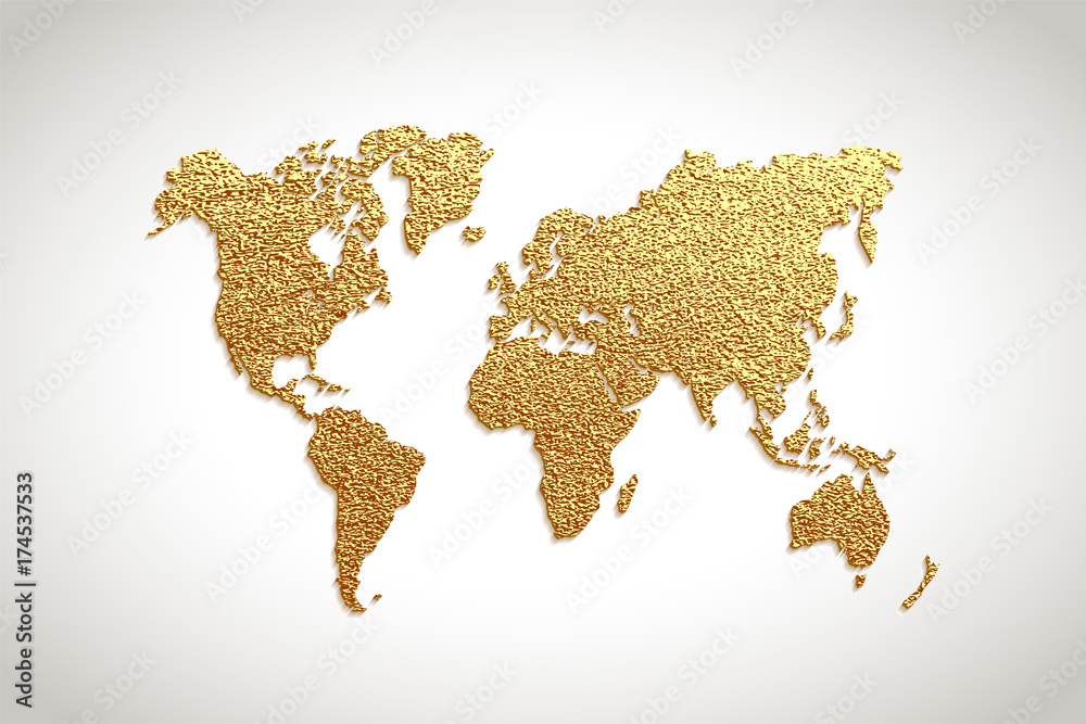 Creative gold map of the world. Vector illustration. . Stock ...