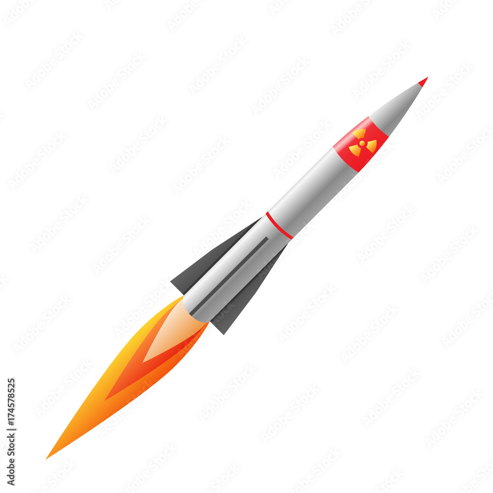 Nuclear rocket, Nuclear weapons. vector illustration Stock Vector ...