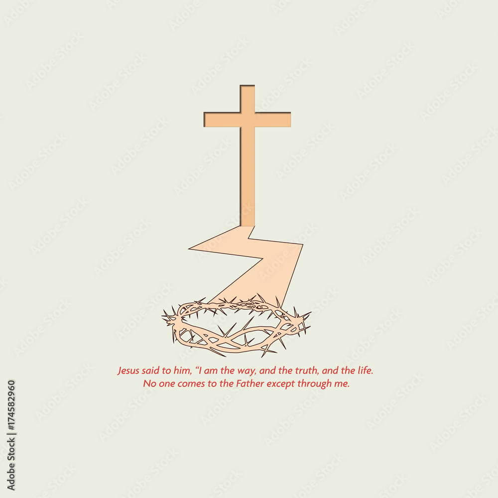 Salvation through Jesus. Religious symbols with the biblical verse ...