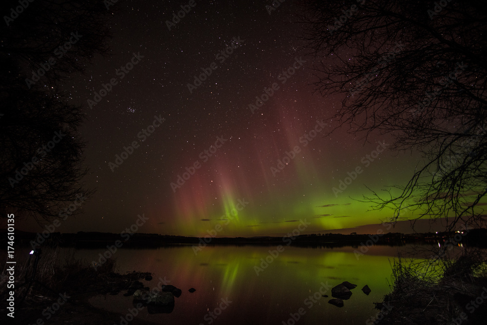 Northern lights at Loch of Skene Aberdeen Stock Photo | Adobe Stock