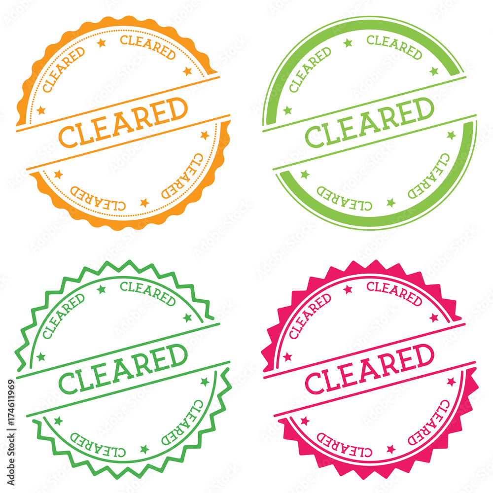 Cleared badge isolated on white background. Flat style round label with ...