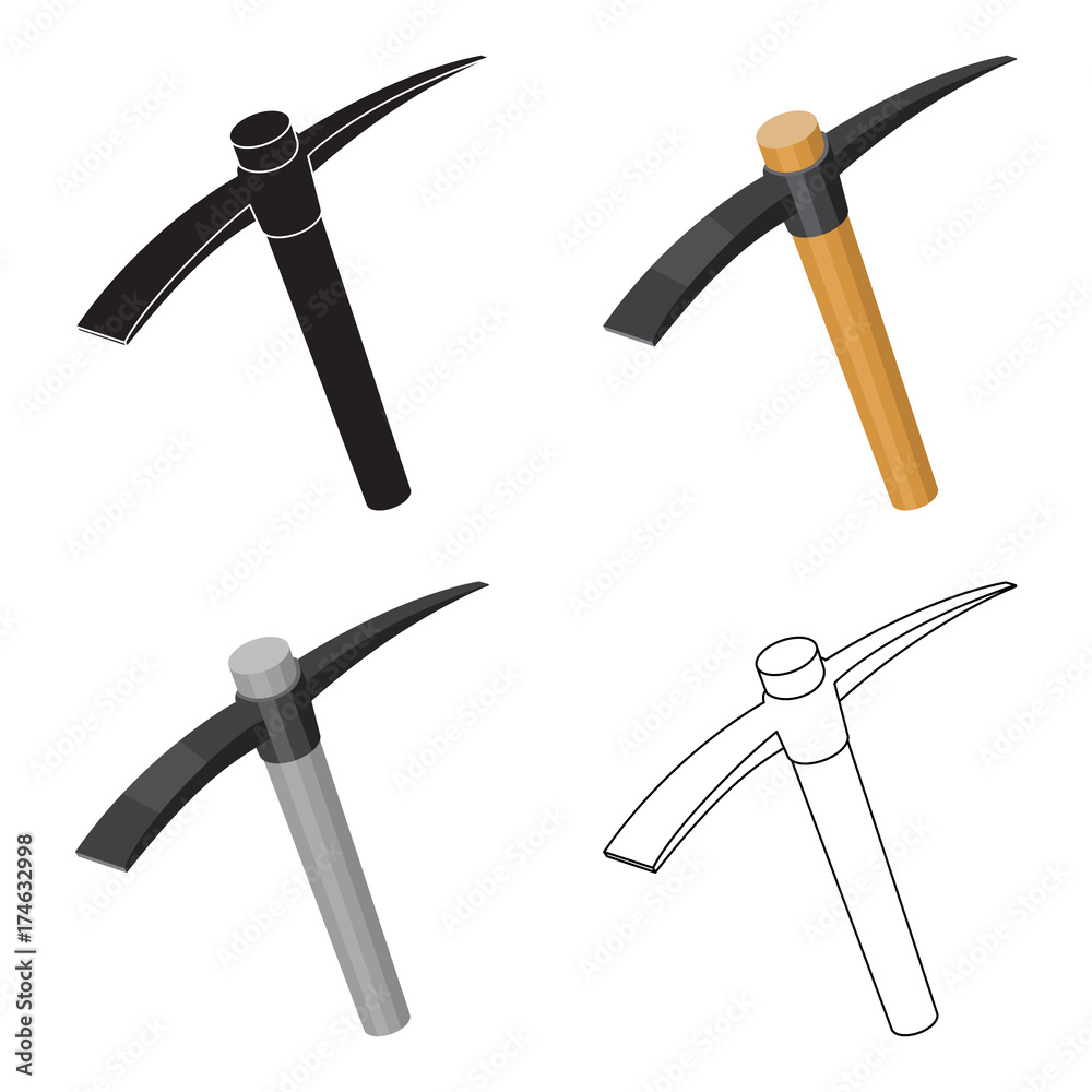 Vetor de A wooden pickaxe with an iron tip.The tool that miners ...