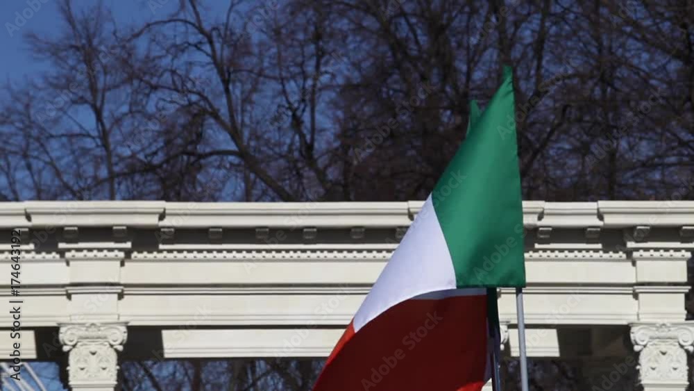Celebration of irish St. Patrick's Day in Moscow, Russia. Irish flag is ...
