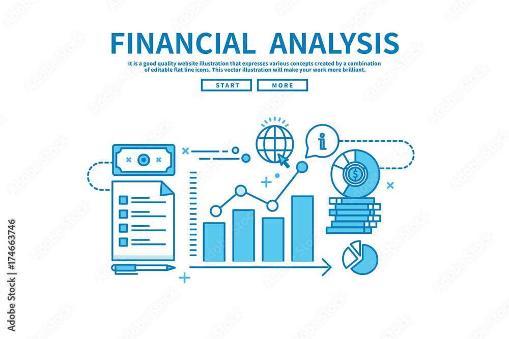 Flat line vector editable graphic illustration, business finance ...