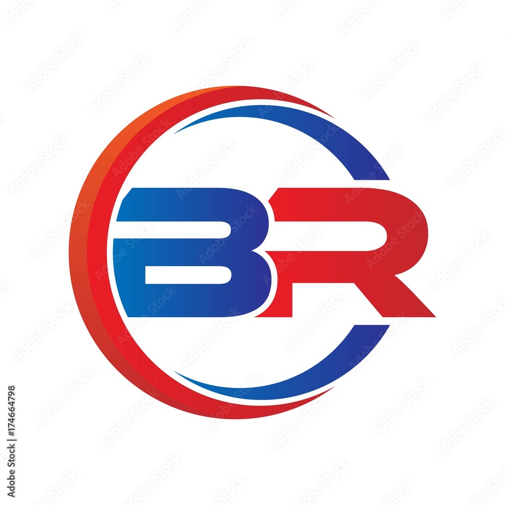 br logo vector modern initial swoosh circle blue and red Stock Vector ...