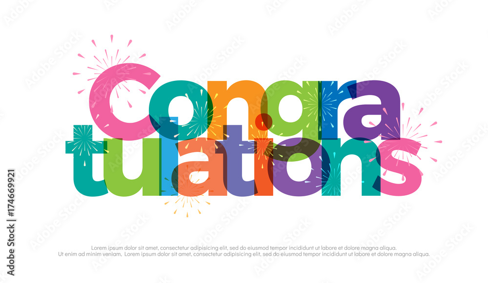 Vecteur Stock congratulations colorful with fireworks on white ...