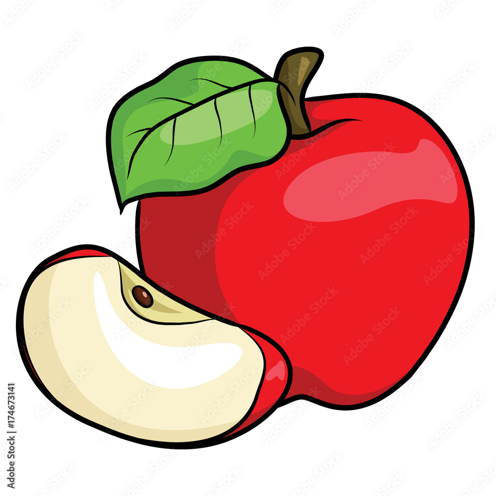 Apple Cartoon Illustration of cute cartoon apple. Stock Vector | Adobe ...