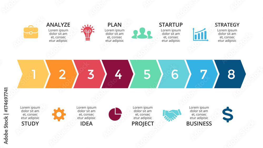 Vector arrows timeline infographic, diagram chart, graph presentation ...