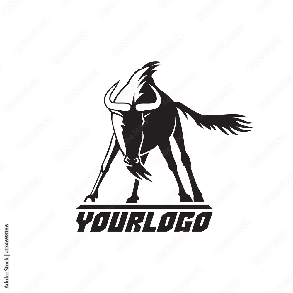 wildebeest logo sign vector illustration on white background Stock ...