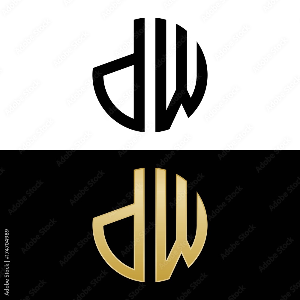 dw initial logo circle shape vector black and gold Stock Vector | Adobe ...