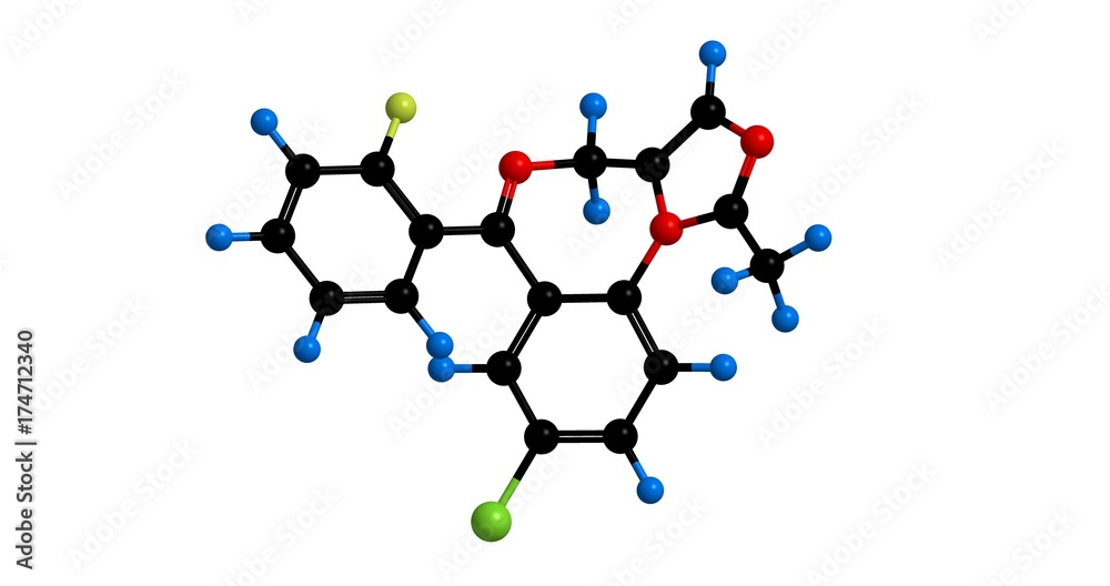 Midazolam - molecular structure, 3d rendering Stock Illustration ...