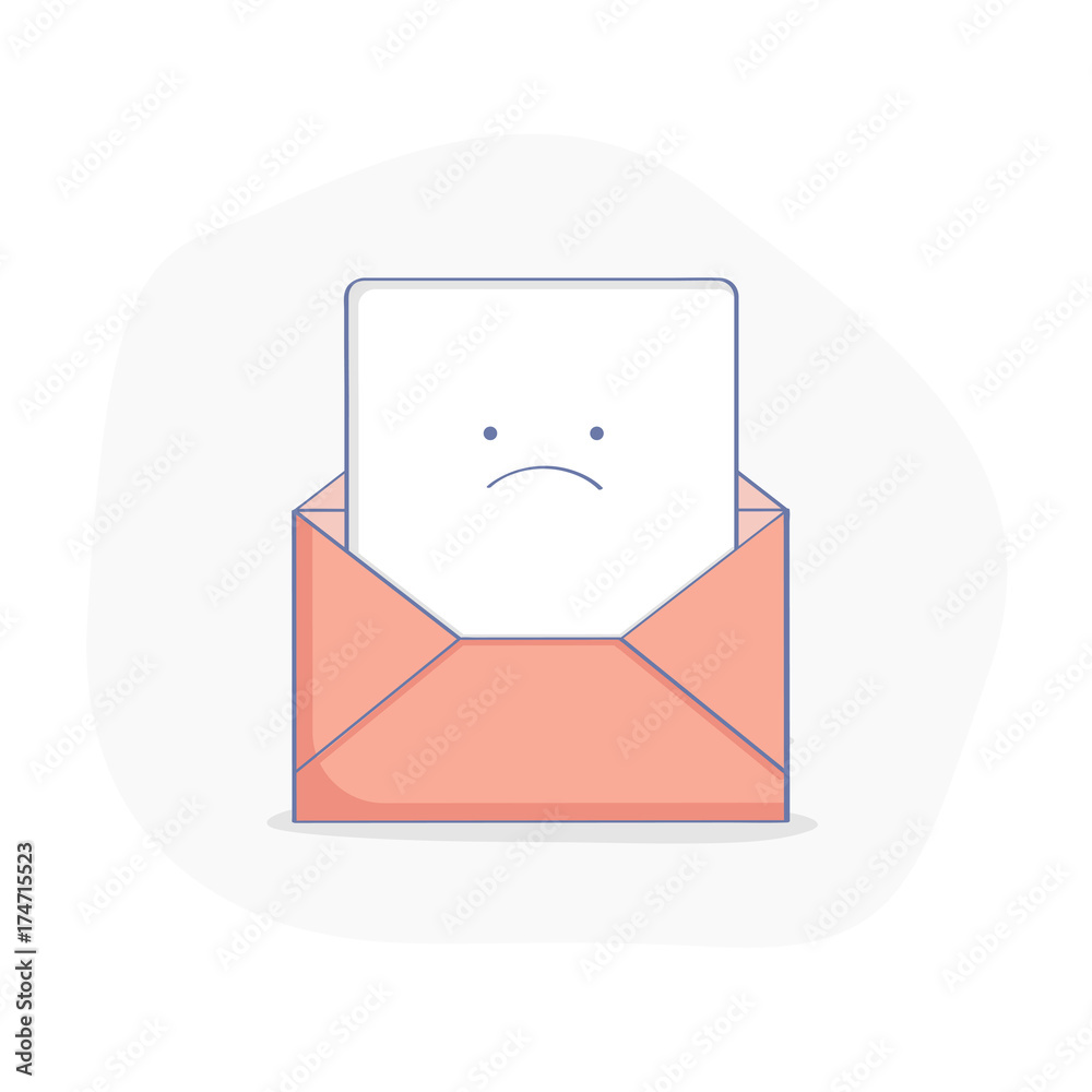 Cute upset open envelope with letter. Bad News, red Mail, Warning ...