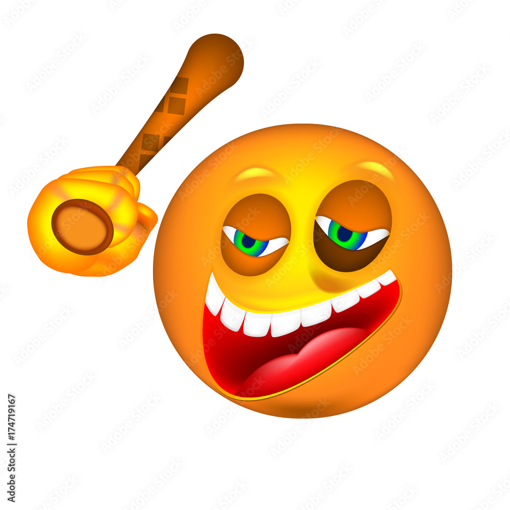 Smiley with a baseball bat. 3D Vector Illustration. Stock Vector ...