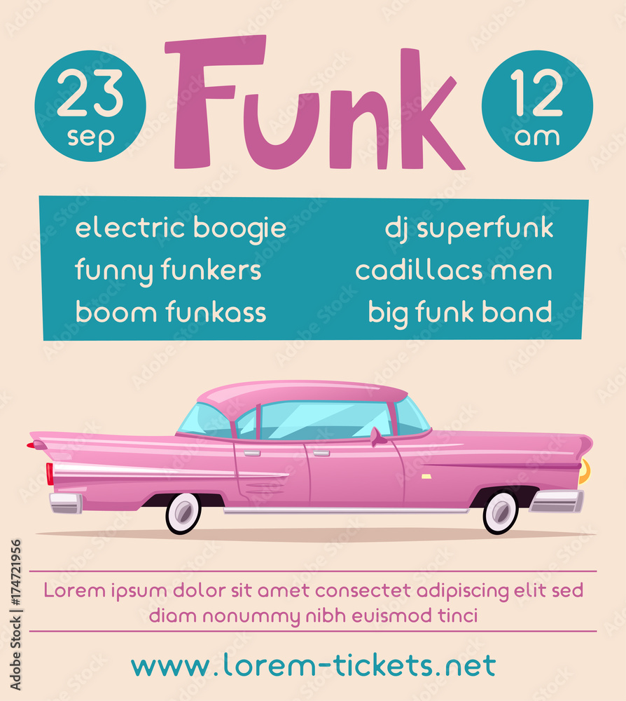 Funk music poster. Cartoon vector illustration Stock Vector | Adobe Stock