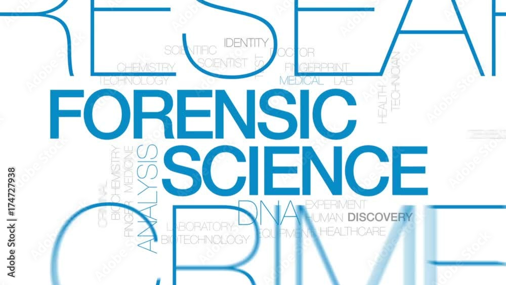 Forensic science animated word cloud, text design animation. Kinetic ...