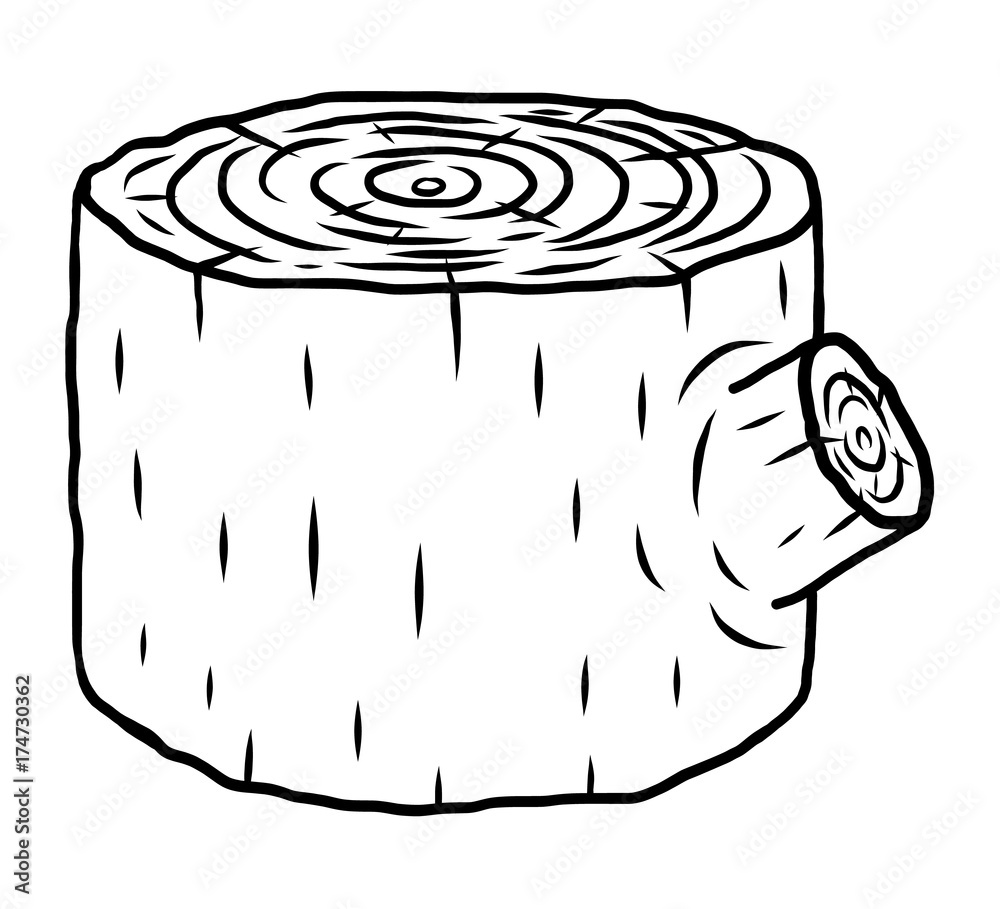 wood stump / cartoon vector and illustration, black and white, hand ...
