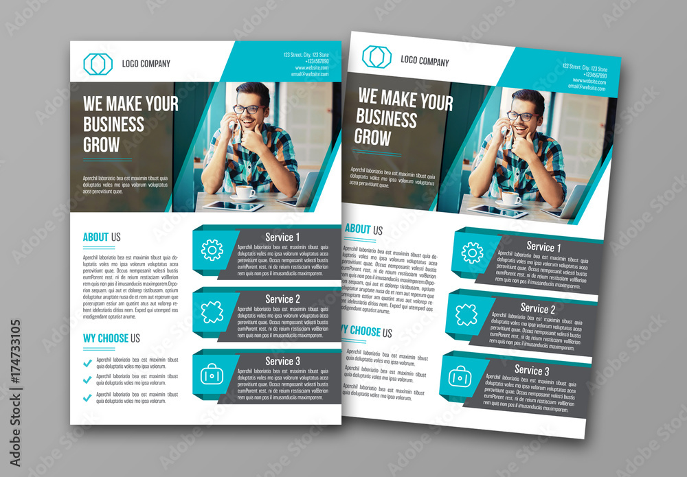 Business Flyer Layout with Teal Accents 1 Stock Template | Adobe Stock