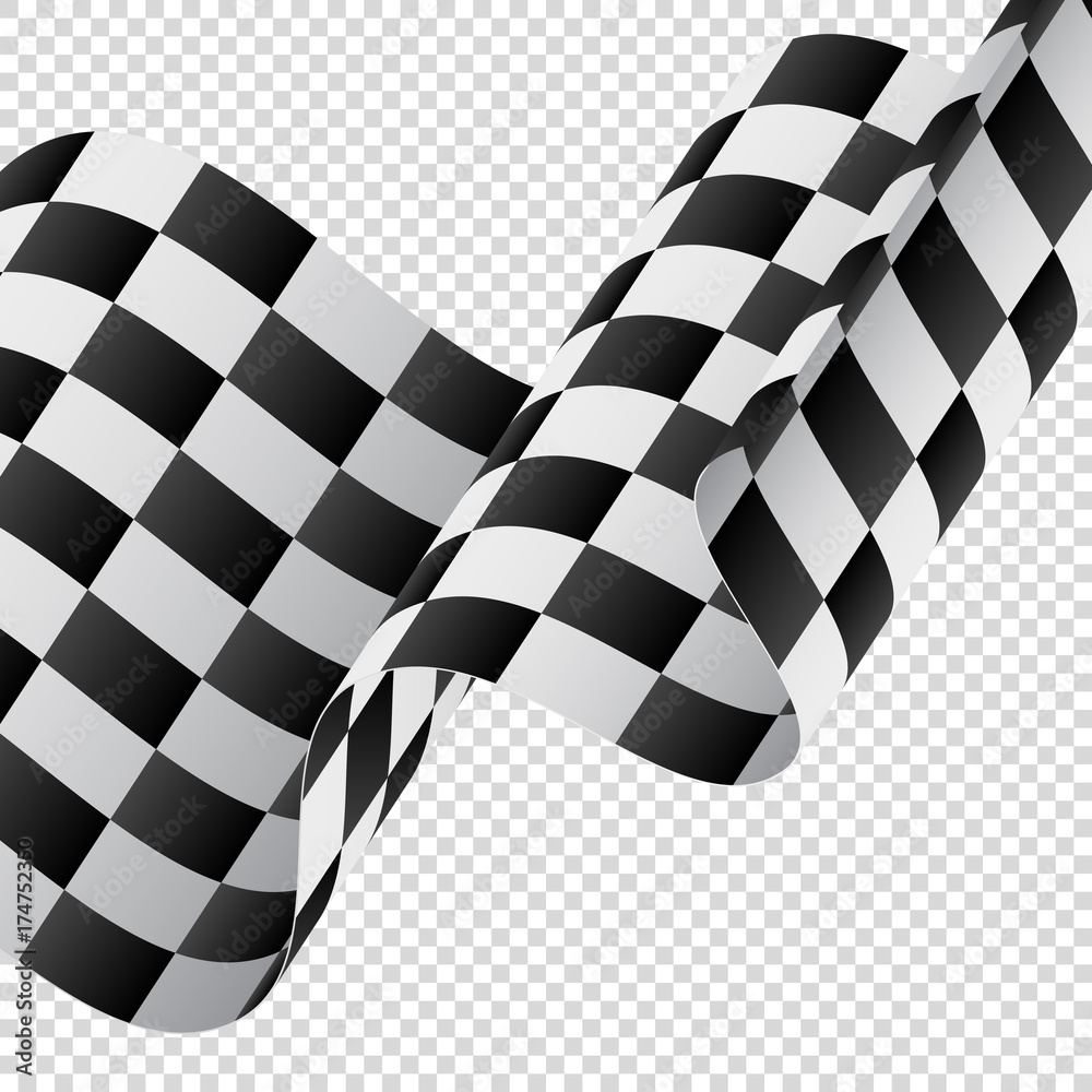 Waving checkered flag on transparent background. Racing flag. Vector ...
